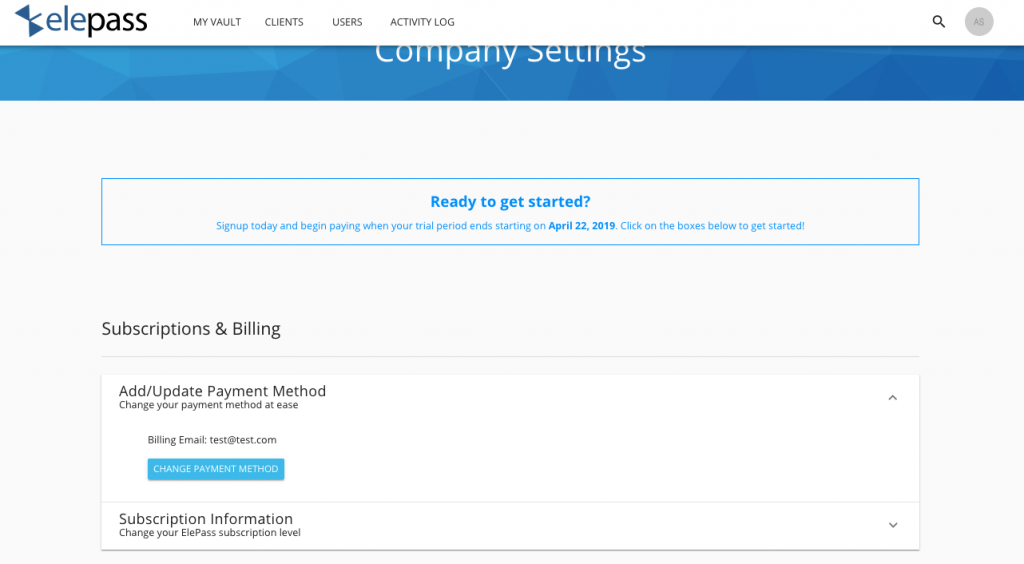 Updating Payment Information | ElePass